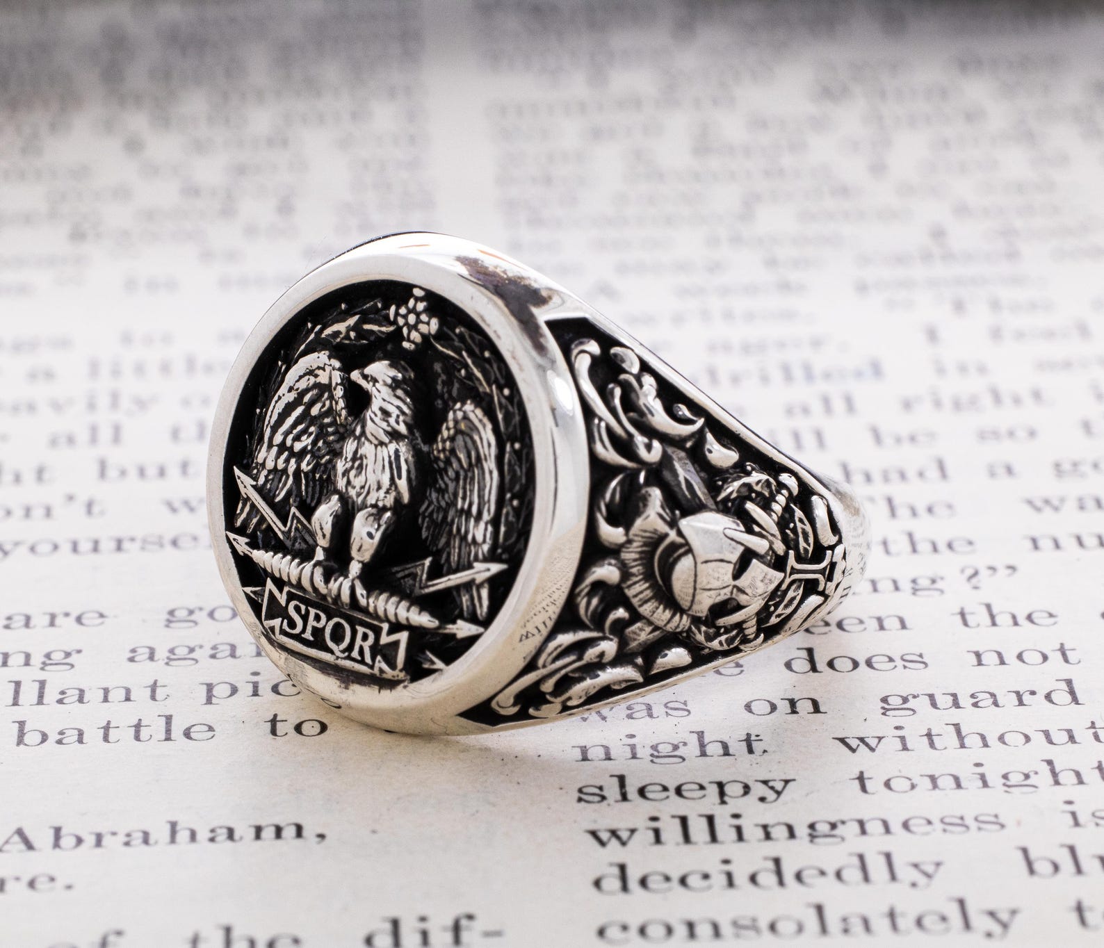 Roman SPQR Eagle Sterling Silver Signet Ring, Ancient Roman Ring, Roman ...