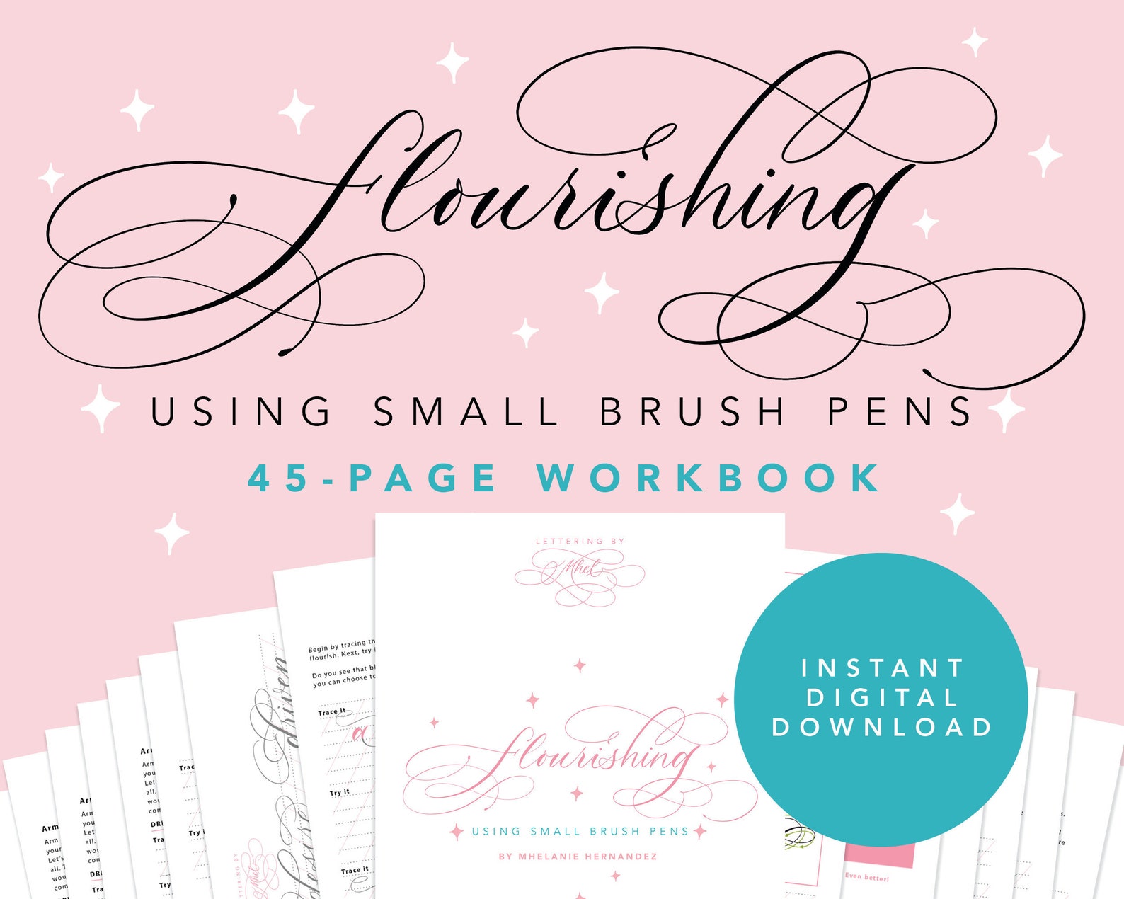Brush Lettering Worksheets by Lettering by Mhel Practice - Etsy