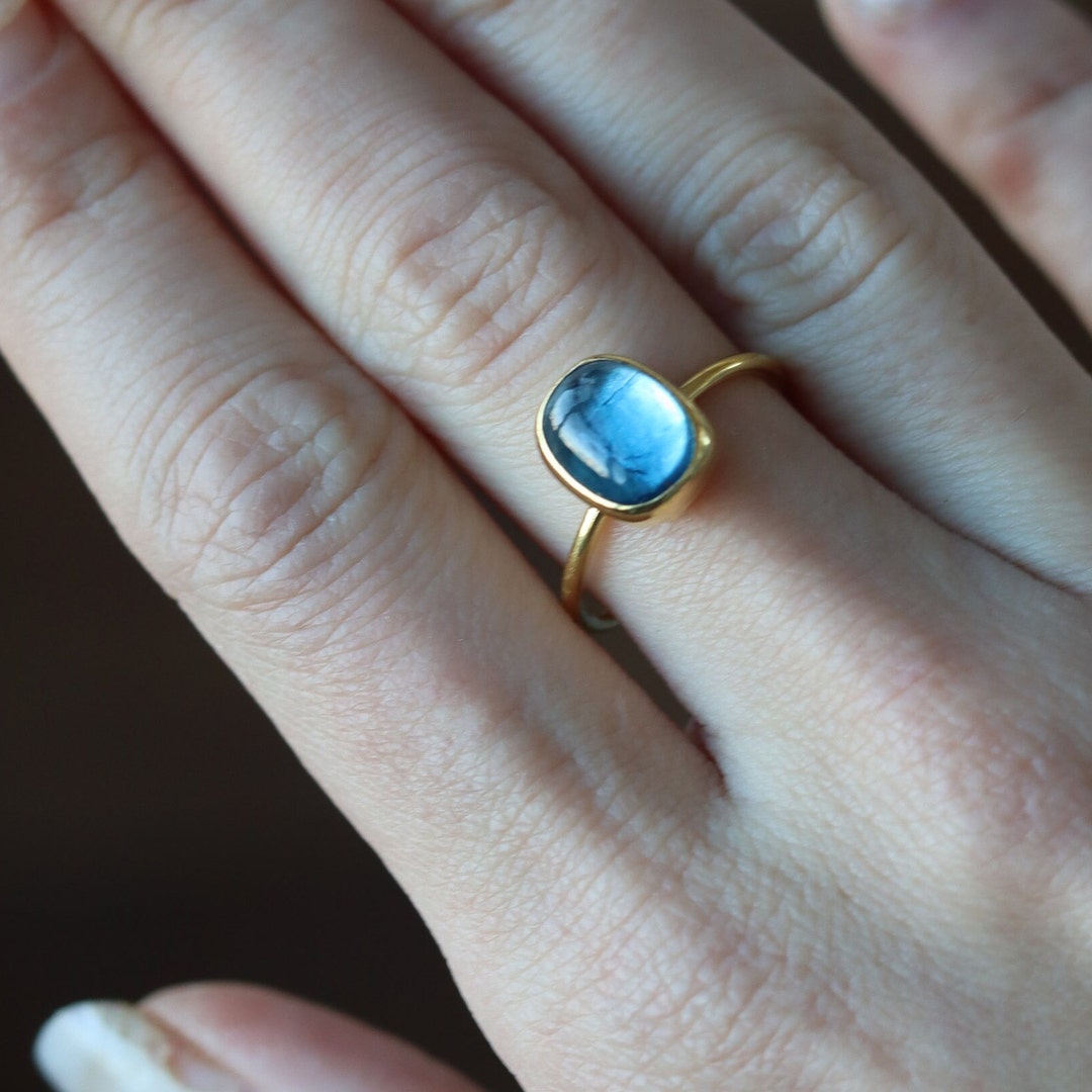 Blue Topaz Ring, 14k Solid Gold Blue Topaz Ring, London Blue Topaz Ring ...