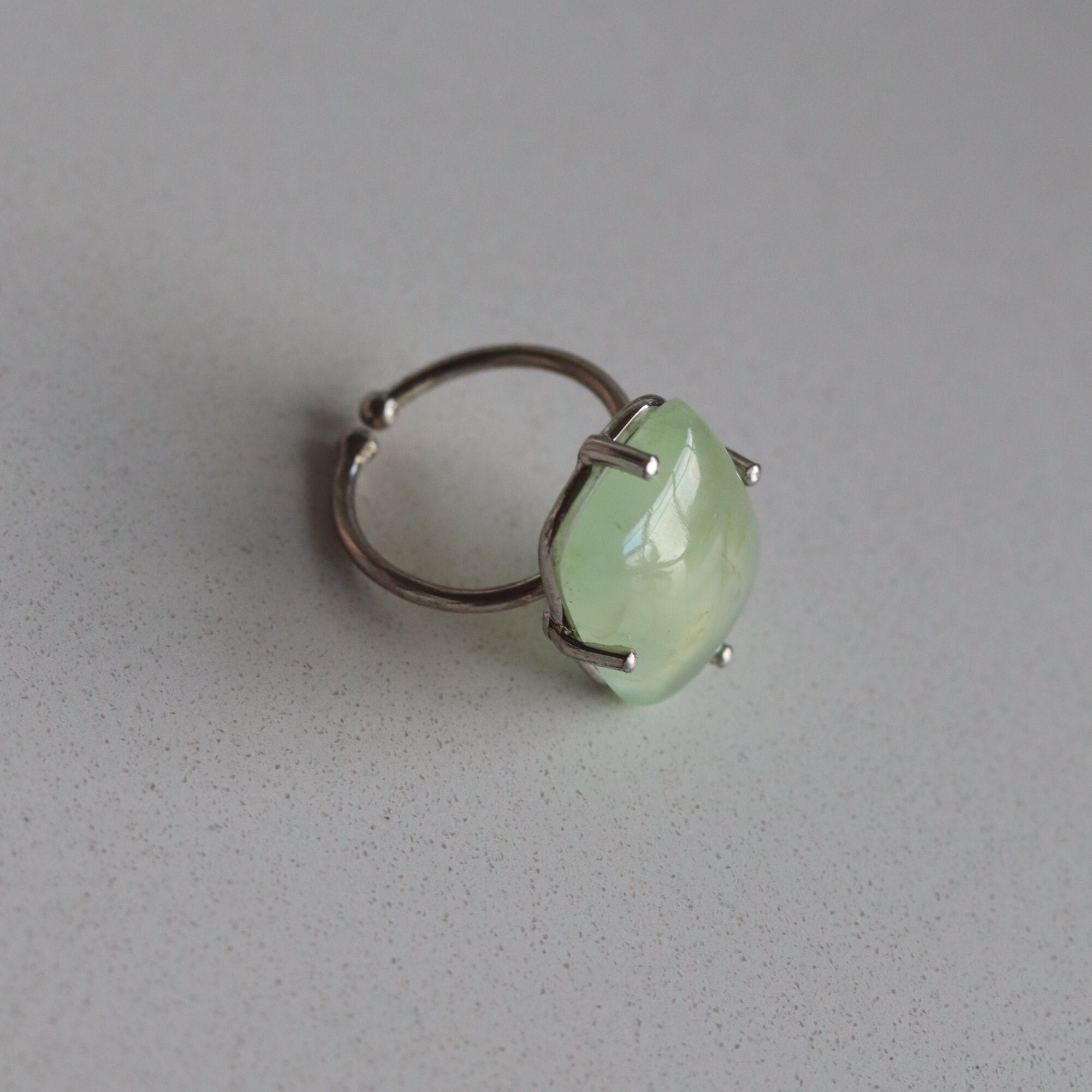 Large Green Prehnite Ring for Women Adjustable Silver - Etsy