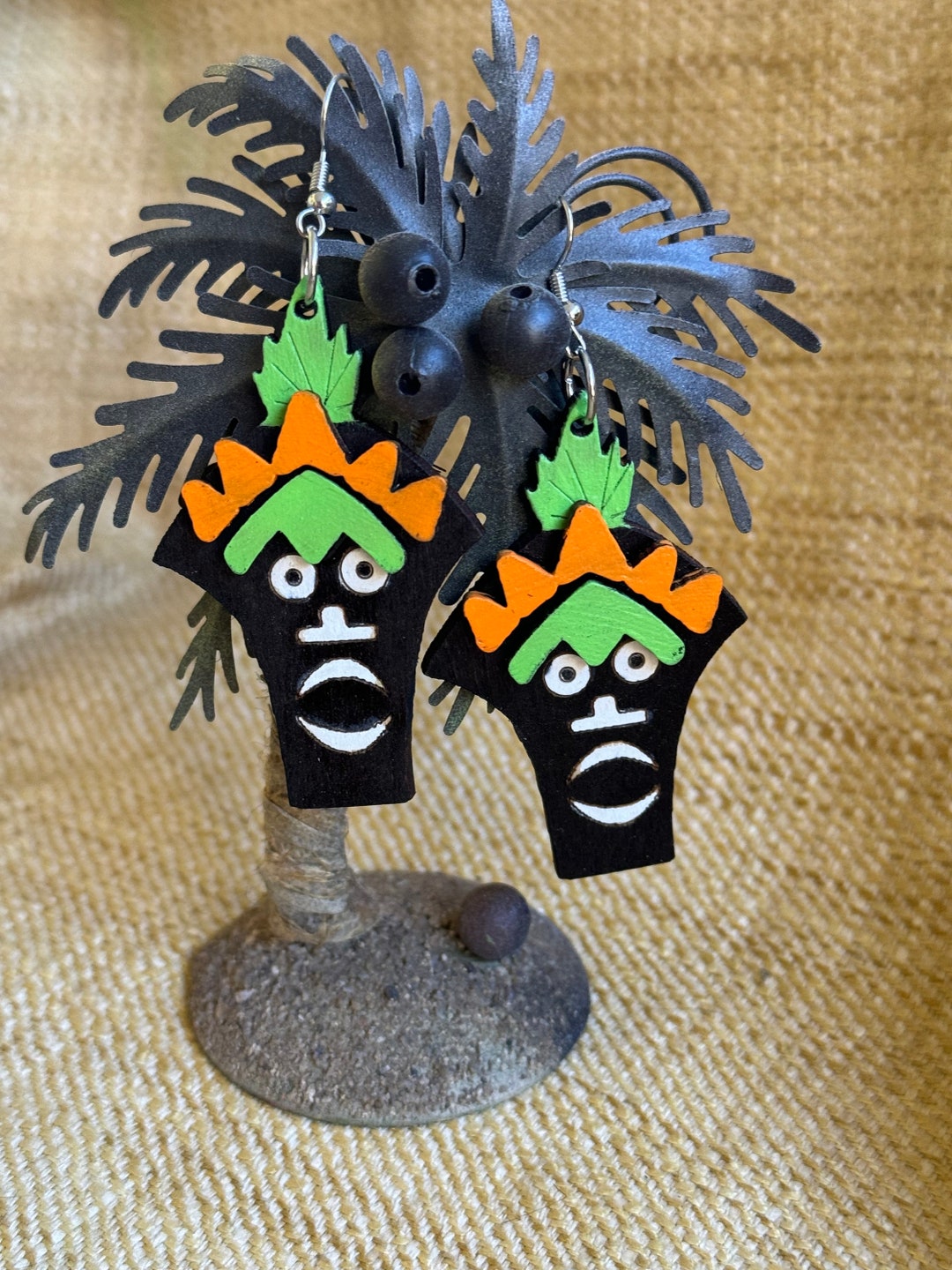 Handcrafted Wooden Witch Doctor Tiki Bar Lounge Retro Earrings - Etsy
