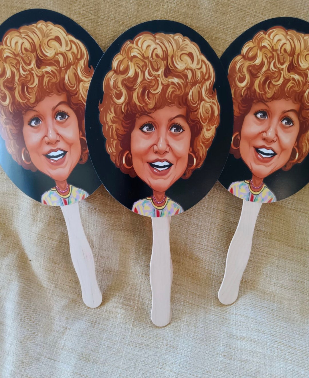 Awesome Mrs Roper Threes Company Caftan Handheld Fan Mask Set - Etsy