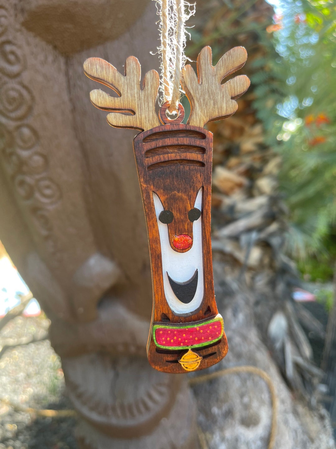 Tiki Bob Rudolph the Red Nose Reindeer Christmas Tree Ornament - Etsy