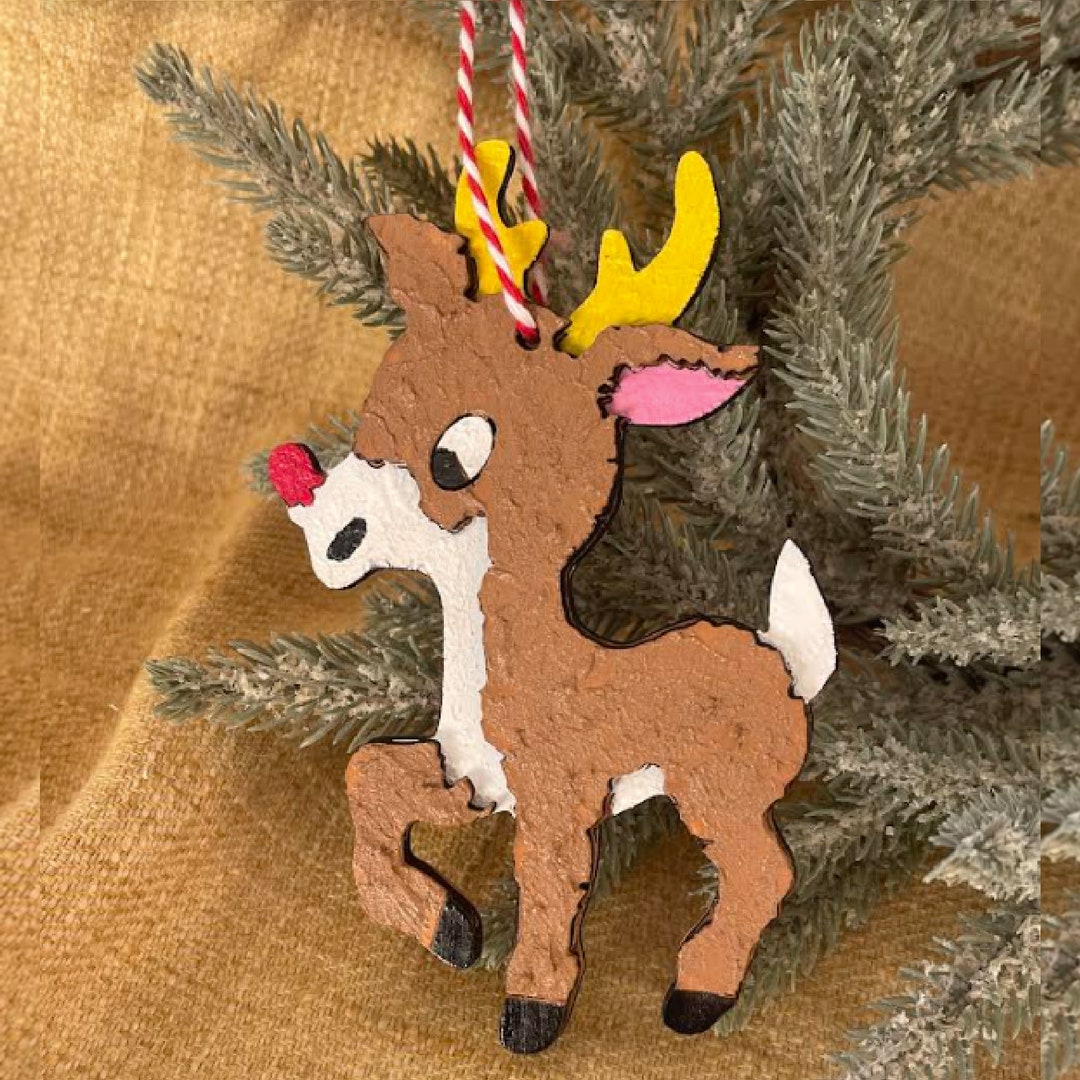 Retro Inspired Rudolph the Red Nose Reindeer Wooden "melted Plastic ...