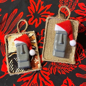 Tiki Christmas Tree Ornament Santa Claus Moai Tiki Bar Easter Island - Etsy