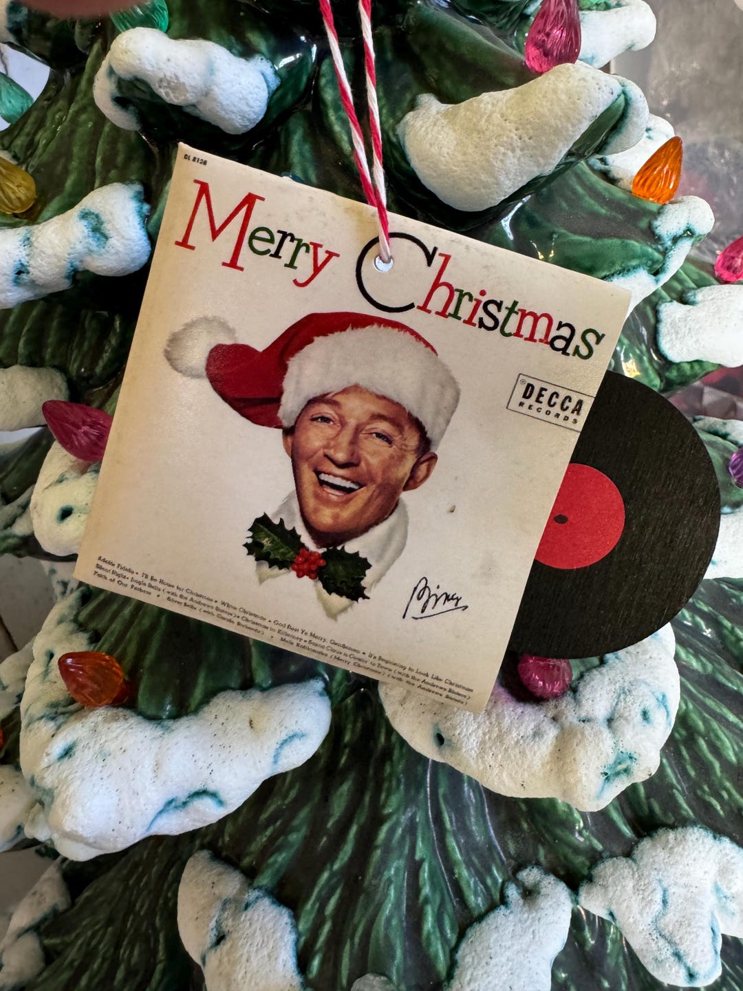 Classic Christmas Tree Ornament Mini Record Album White Christmas Bing ...