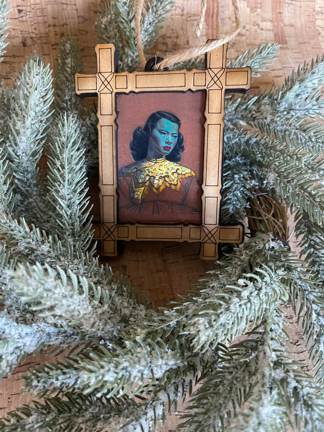 Awesome Wooden Vladimir Tretchikoff Chinese Girl Blue Green Lady Framed ...