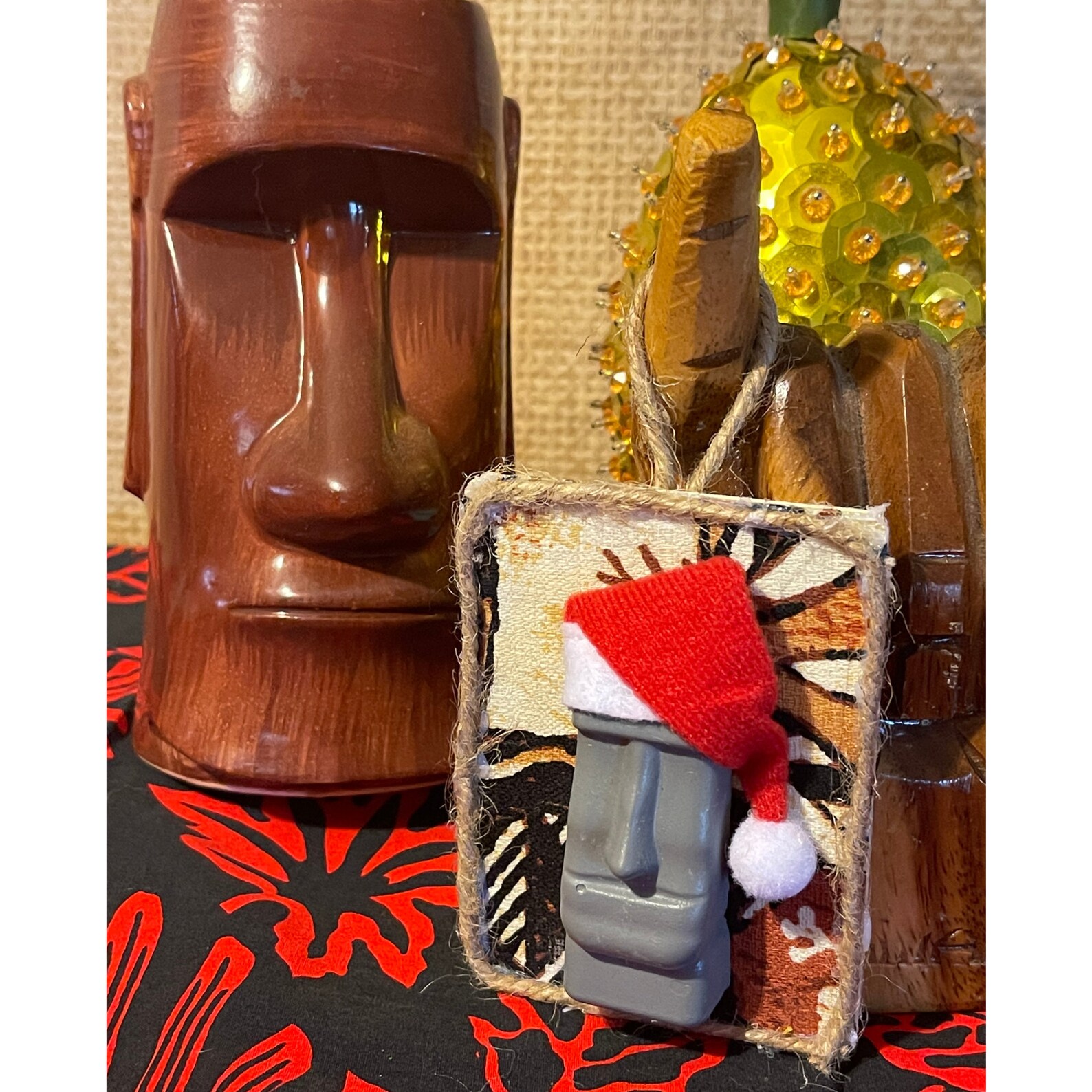 Tiki Christmas Tree Ornament Santa Claus Moai Sandwich Isles - Etsy