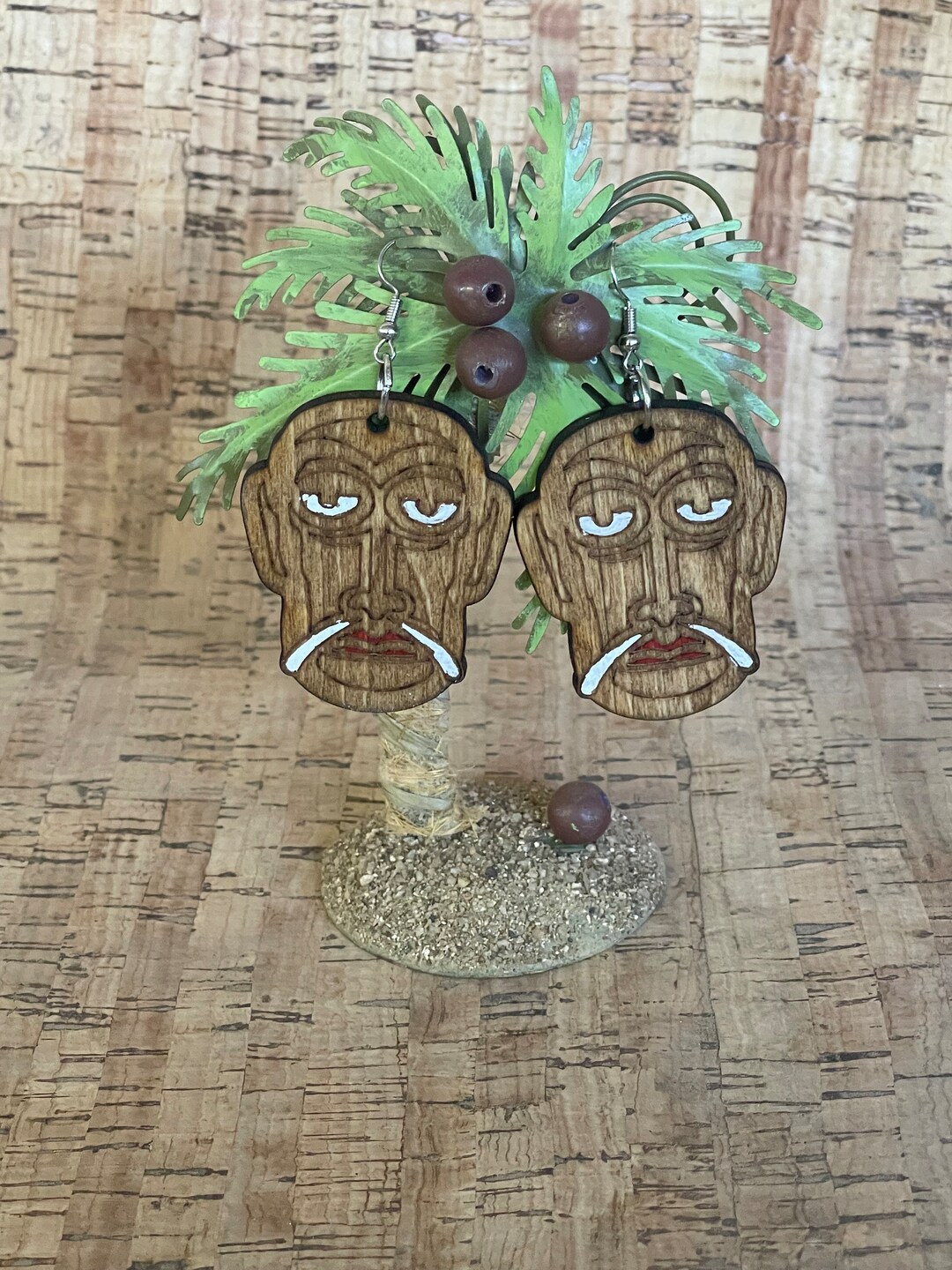 Handcrafted Wooden Mr. Bali Hai Tiki Bar Tiki Mug Lounge Retro Earrings ...