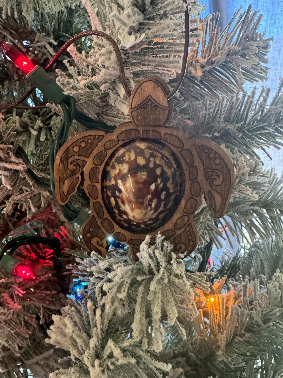 Handcrafted Wooden Honu Turtle Inlaid Shell Pendant Necklace Ornament ...