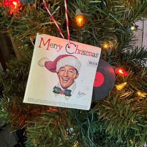 Classic Christmas Tree Ornament Mini Record Album White Christmas Bing ...