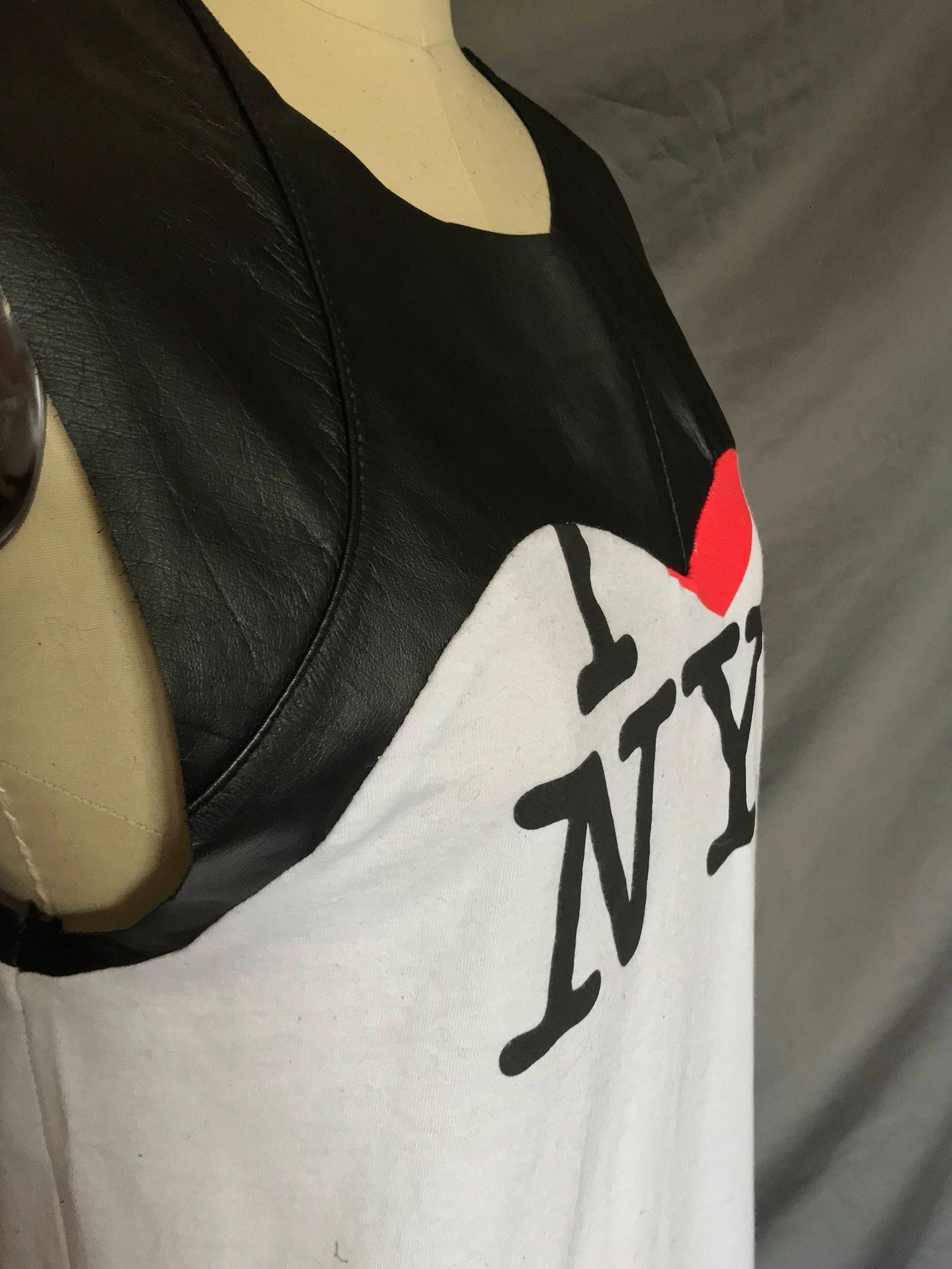 Recycled I Love New York Muscle Tee W Leather Insets Etsy España