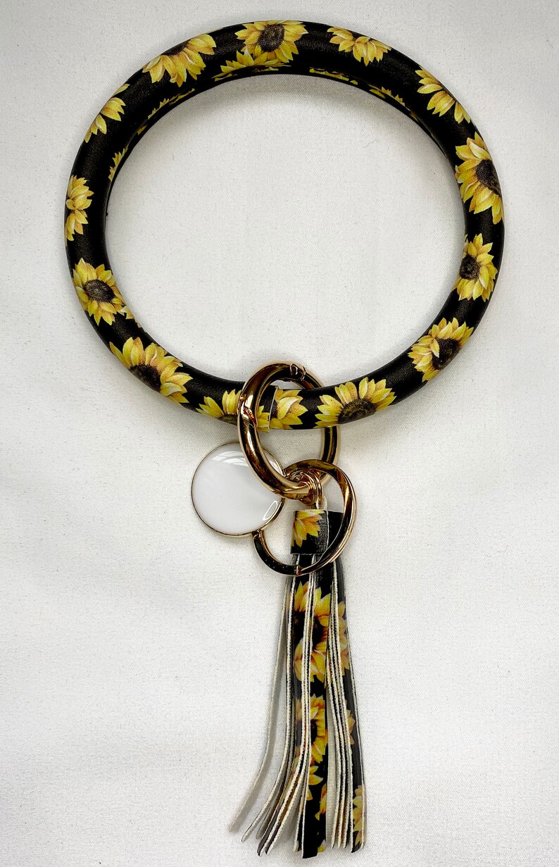 Bangle Keychain With Matching Tassel Monogram Disc Keychain, Florals ...