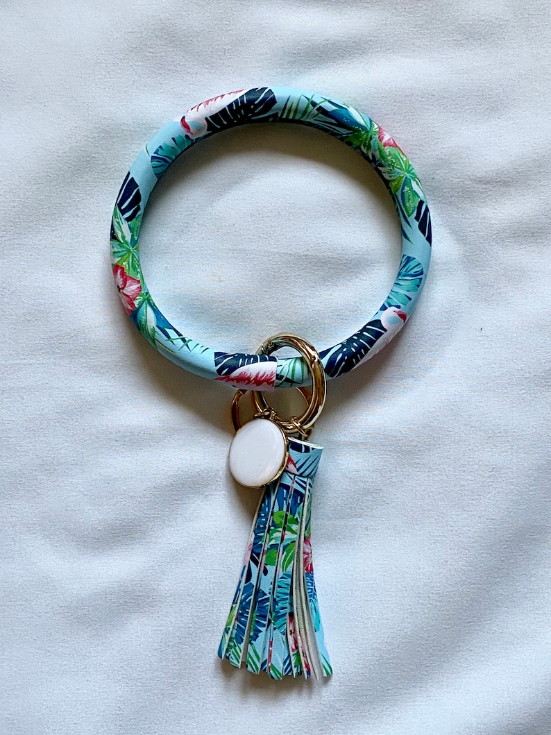 Bangle Keychain With Matching Tassel Monogram Disc Keychain, Florals ...