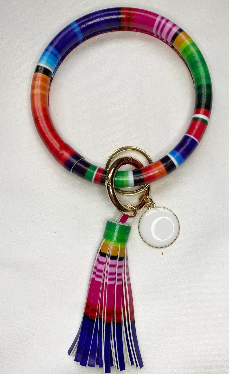 Bangle Keychain With Matching Tassel Monogram Disc Keychain - Etsy