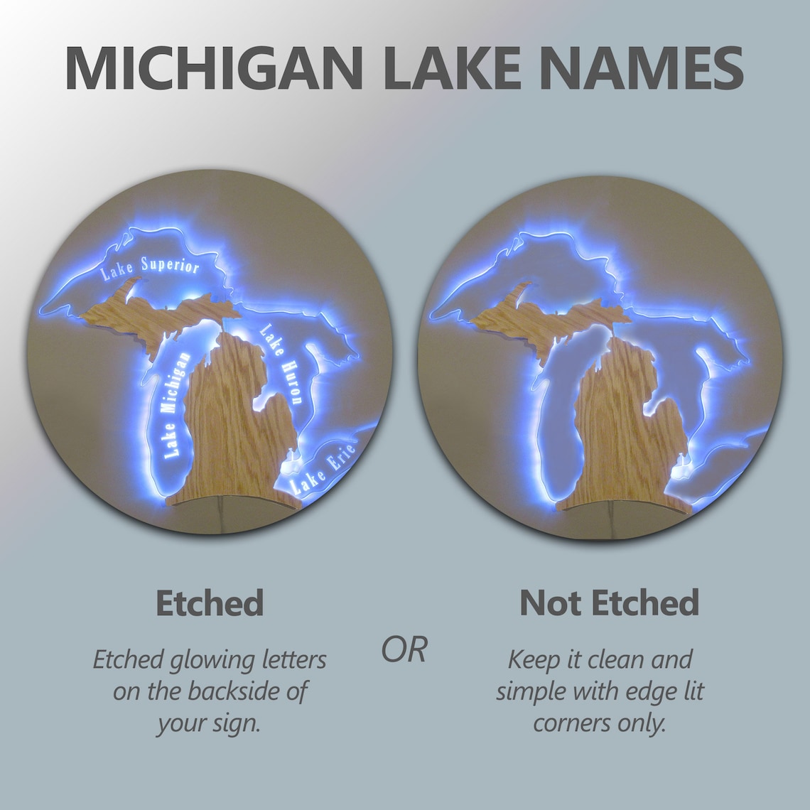 Michigan Wall Sign Edge Lit Multi-color LED Art Décor Wood & - Etsy