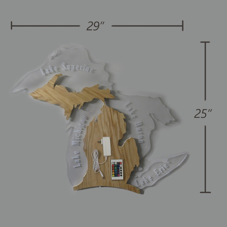 Michigan Wall Sign Edge Lit Multi-color LED Art Décor Wood & - Etsy