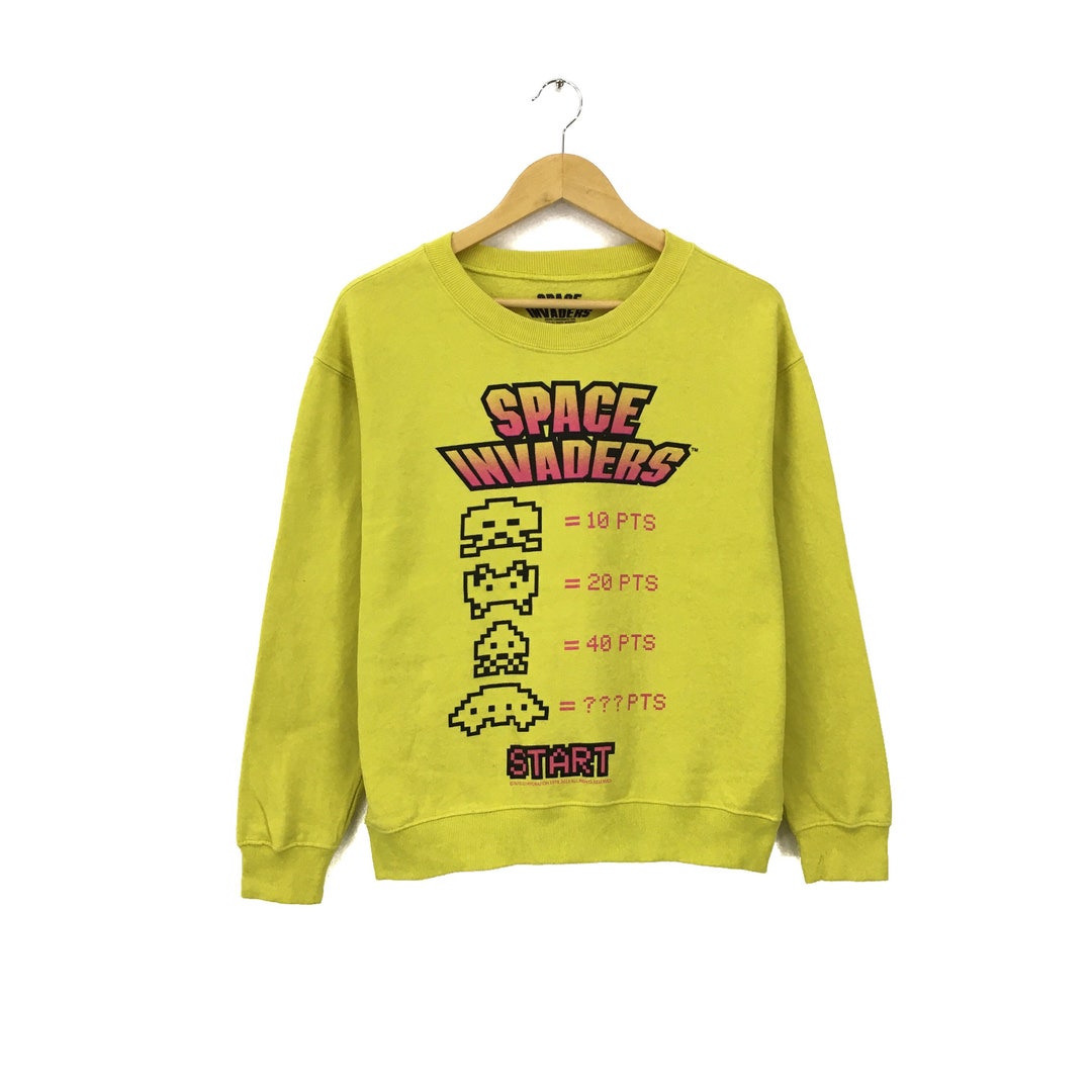 Rare Space Invaders Start Games Big Logo Spellout Crewneck Sweatshirt ...