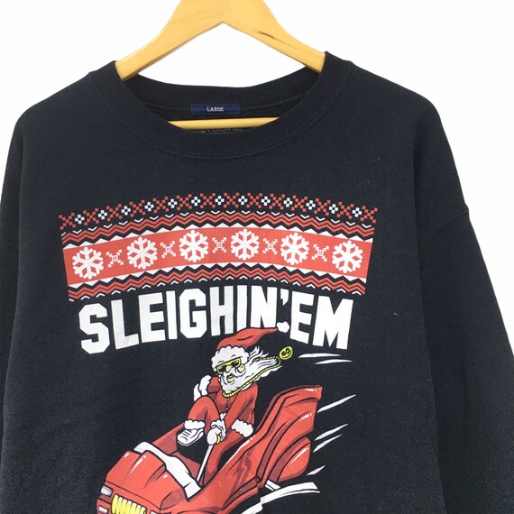 Rare! Sleighin Em Christmas Big Logo Spellout Vintage… - Gem