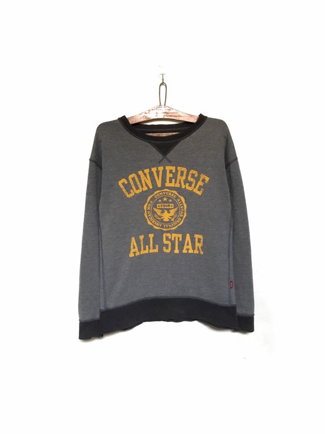 Rare! Converse All Star USA Big Print Logo Spellout Reversible Crewneck ...