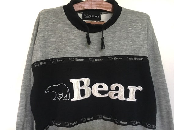 Rare! Bear Big Logo Embroidery Spellout Vintage Sweat… - Gem