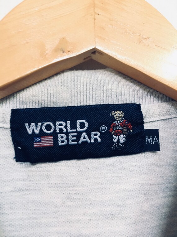 Rare! 90s World Bear Smal Logo Embroidery Spellout Te… - Gem