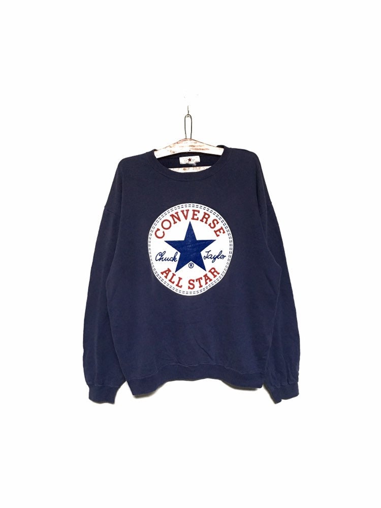 Rare! Converse All Star Big Print Logo Spell Out Pullover Crewneck ...