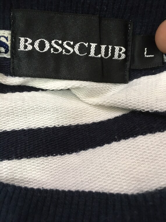 Rare! Boss Club Vintage Striped Logo Crewneck Sweatsh… - Gem