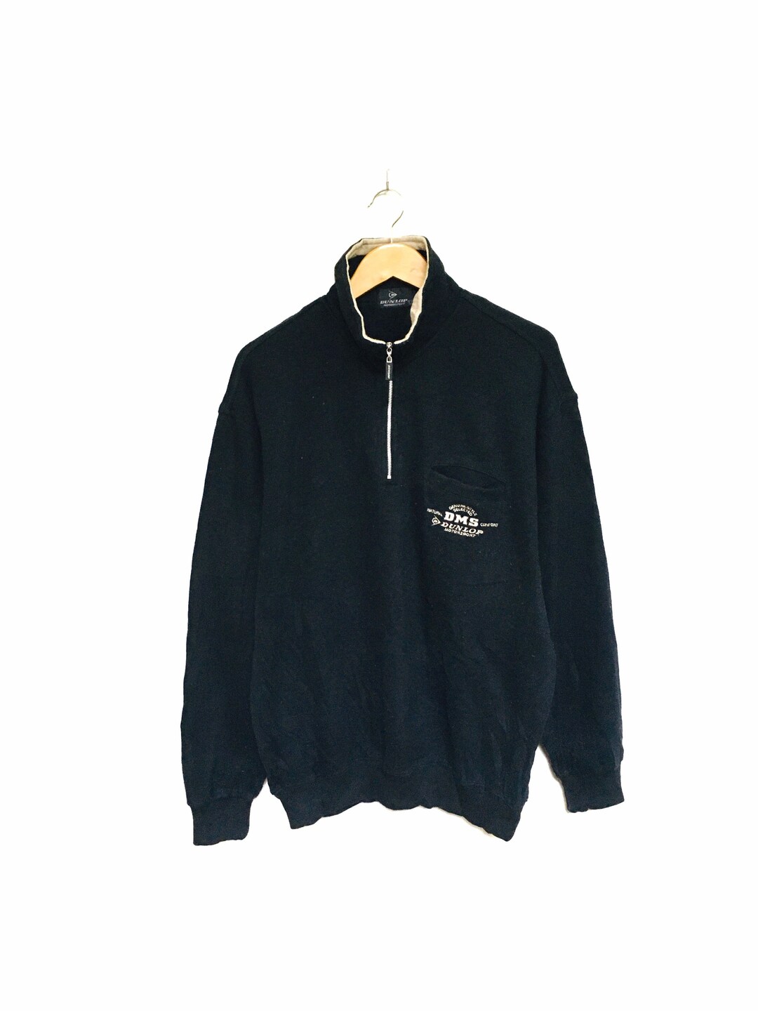 Rare! Dunlop Motorsport DMS 90s Logo Embroidery Half Zip Sweatshirt ...