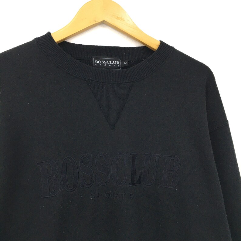 Selten ! Boss Club Sports Big Logo Stickerei Spellout Vintage Rundhals ...