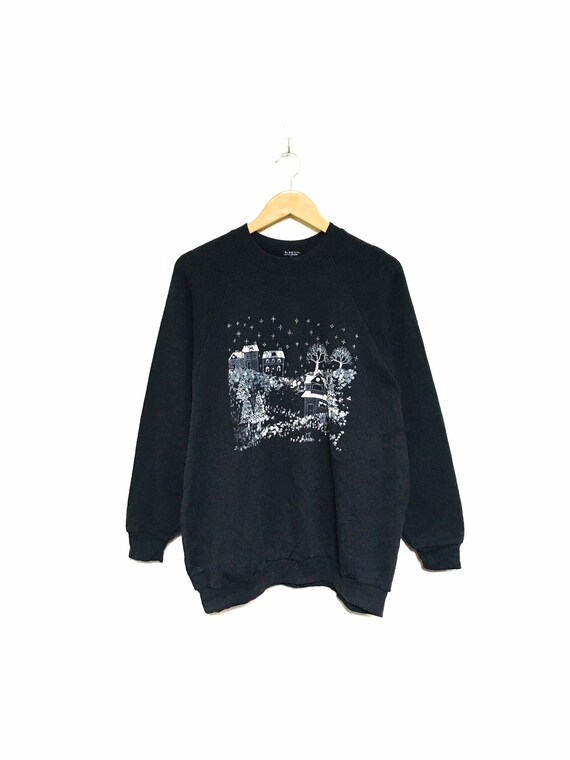 Rare! 90s Christmas House Snow Big Logo Vintage Crewn… - Gem