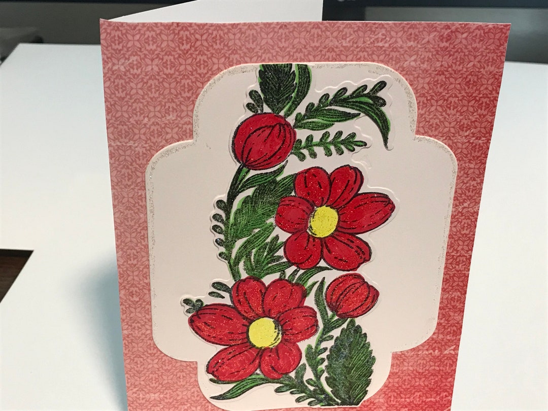 Red Flowers Card, Any Occasion, Blank Card Inside, Unique Greeting Card ...
