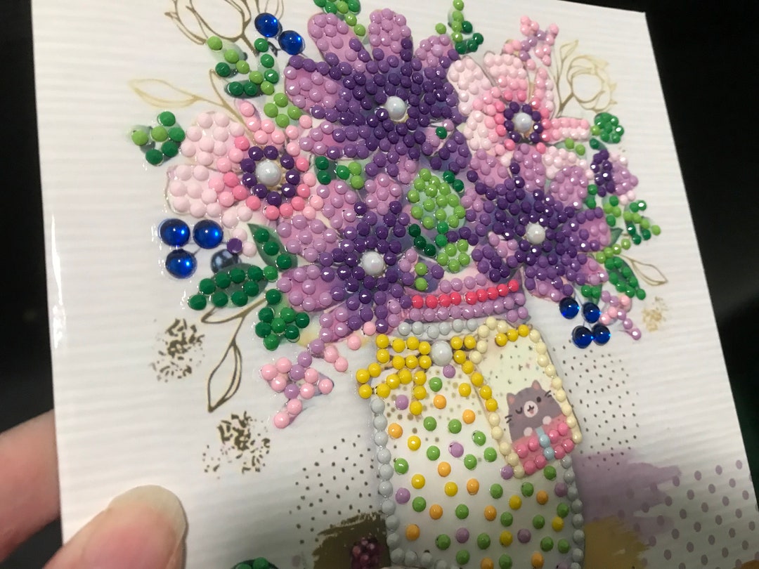 New Beaded Card, Beaded Bouquet Card, Unique Card, Hand Placed Beads ...