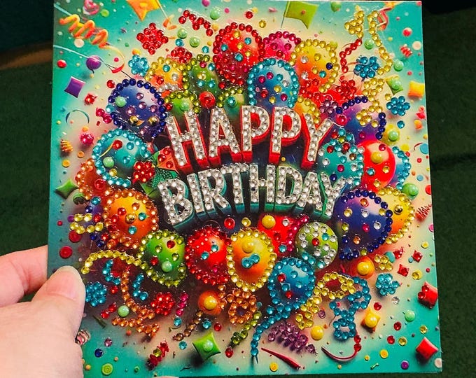 Beaded Birthday Balloon Card, 5D Diamond Sparkle - Etsy
