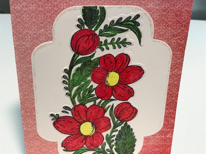 Red Flowers Card, Any Occasion, Blank Card Inside, Unique Greeting Card ...