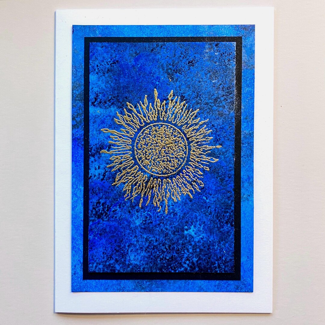 Embossed Sun on Hand-painted Background Blank Card, Individually Made ...