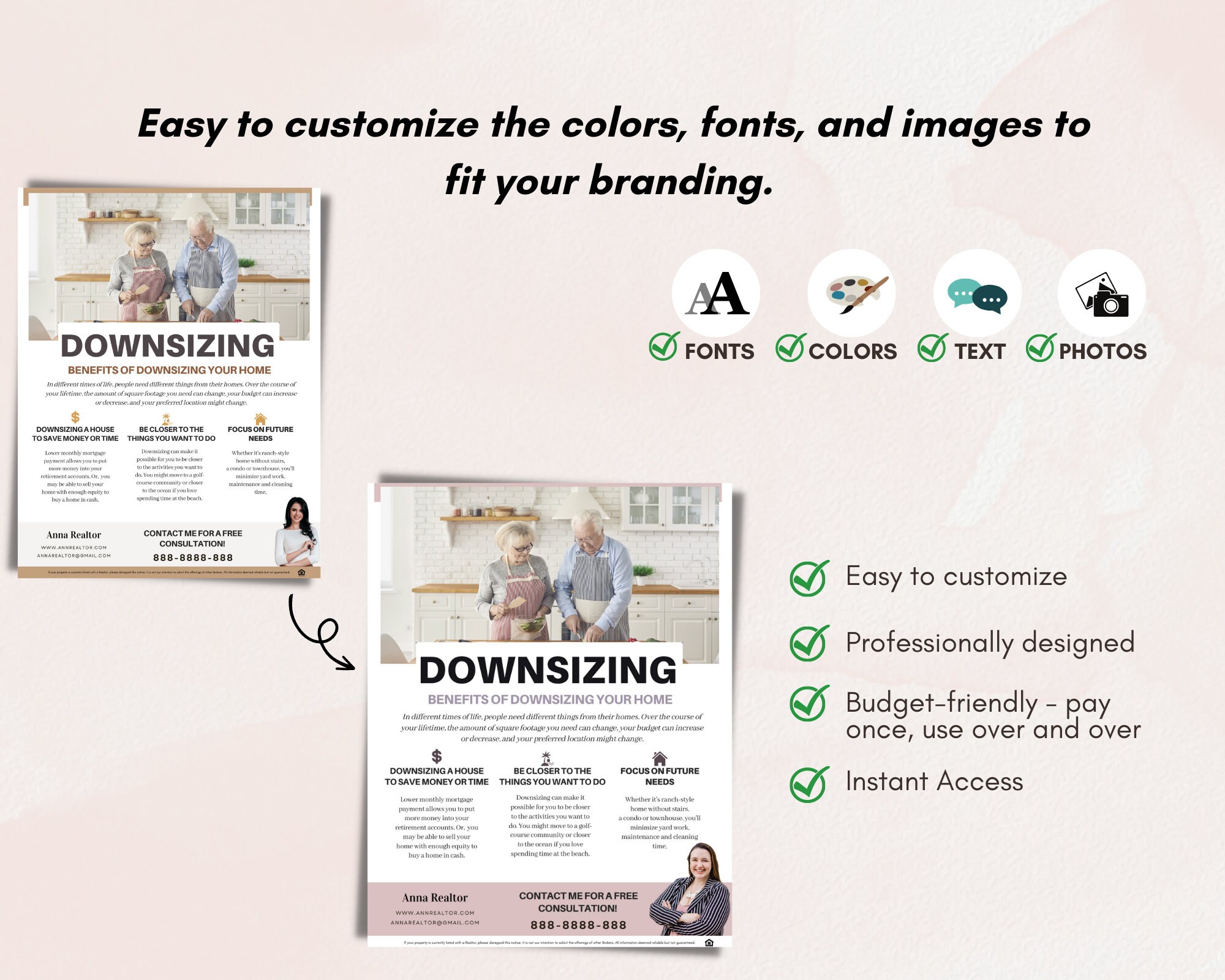 Downsizing Flyers 3 Templates Real Estate Downsize 55 Community - Etsy
