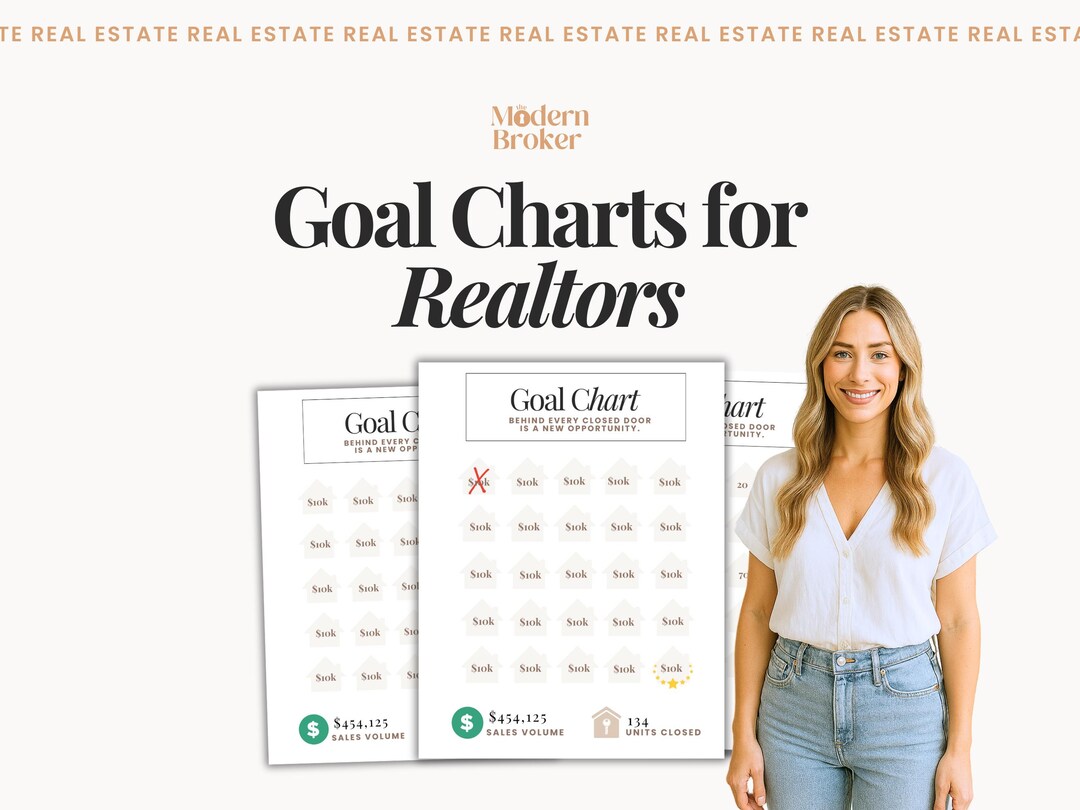 Real Estate Goal Chart | Printable Real Estate Goal Tracker | 2025 New ...