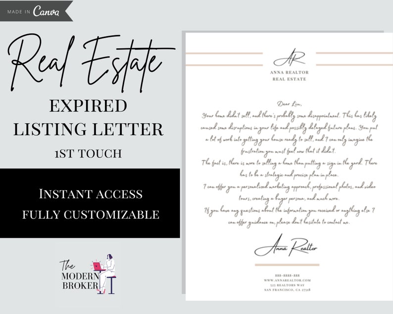 Expired Listing Letter FIRST TOUCH Expired Listing Etsy