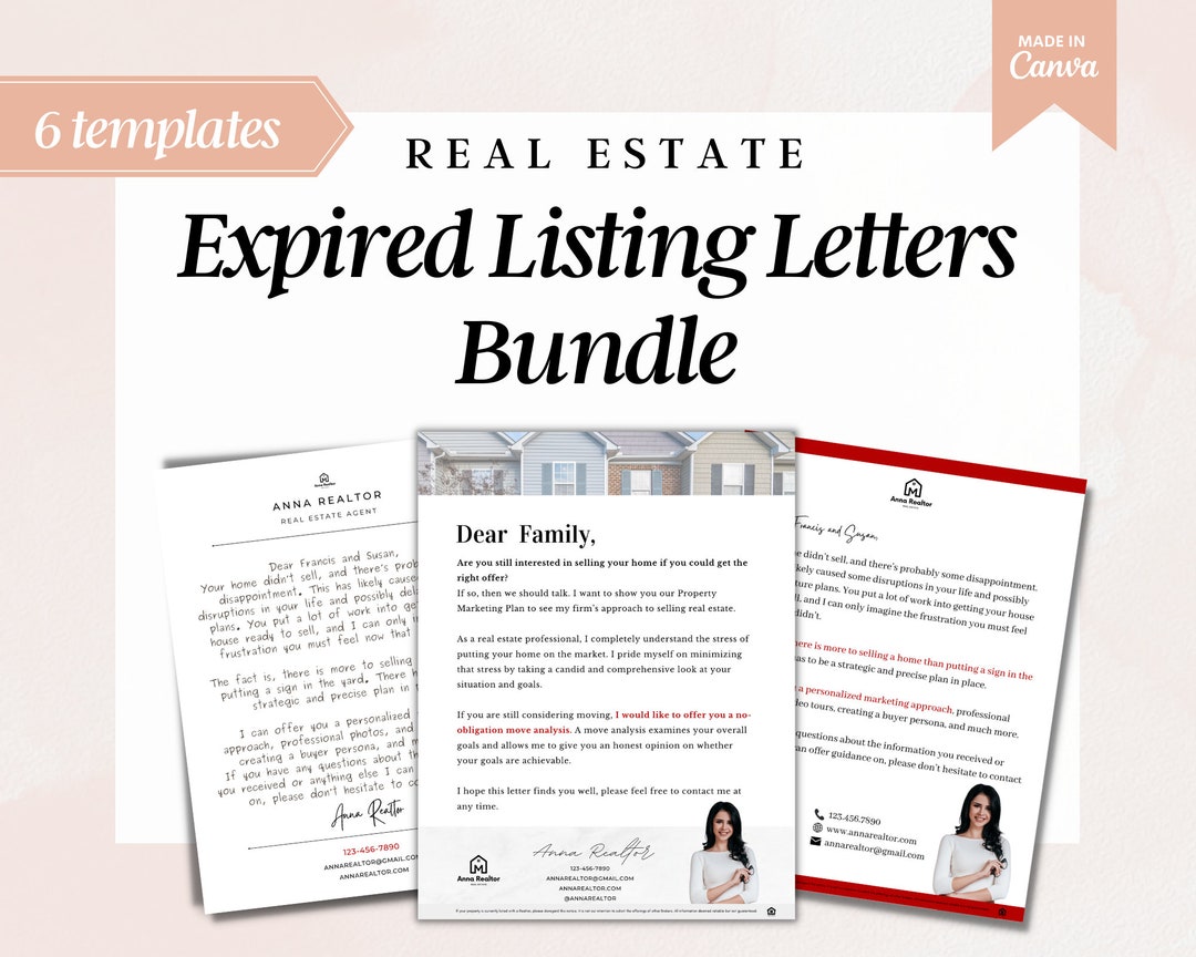 Expired Listing Letters Bundle 6 Templates Expired Listing - Etsy