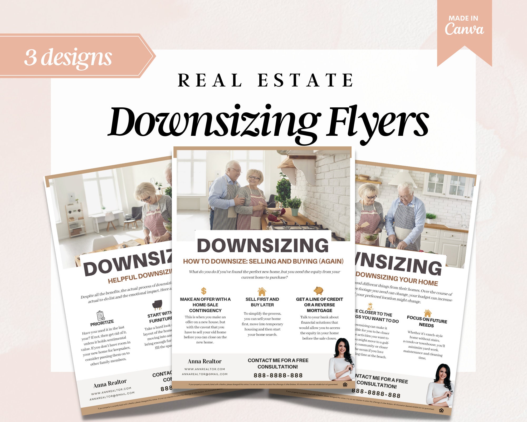 Downsizing Flyers | 3 Templates | Real Estate Downsize | 55+ Community ...
