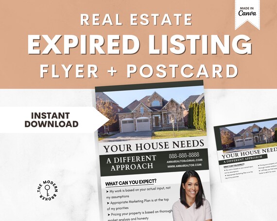 Expired Listing Flyer & Postcard Expired Listing Handout - Etsy