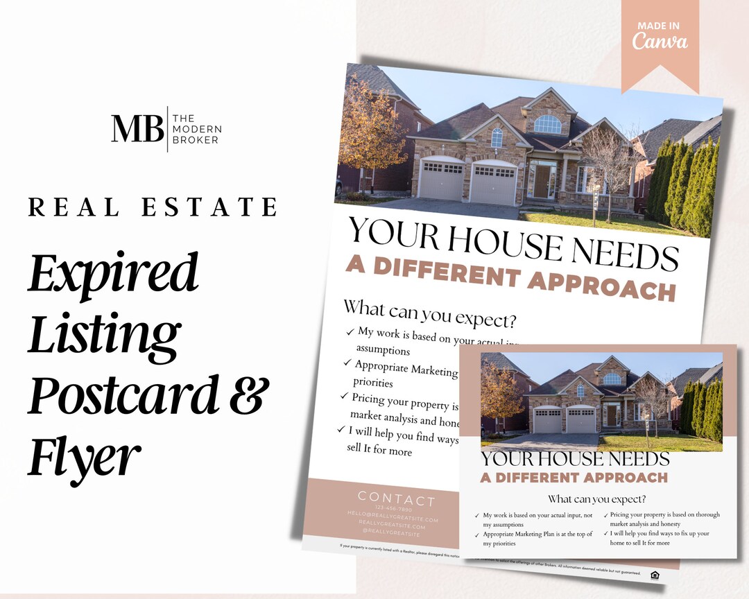 Expired Listing Flyer & Postcard | Expired Listing Handout| Real Estate ...