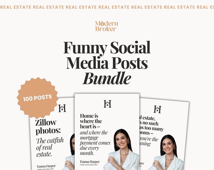 100 Funny Real Estate Instagram Posts | Editable Canva Templates for ...