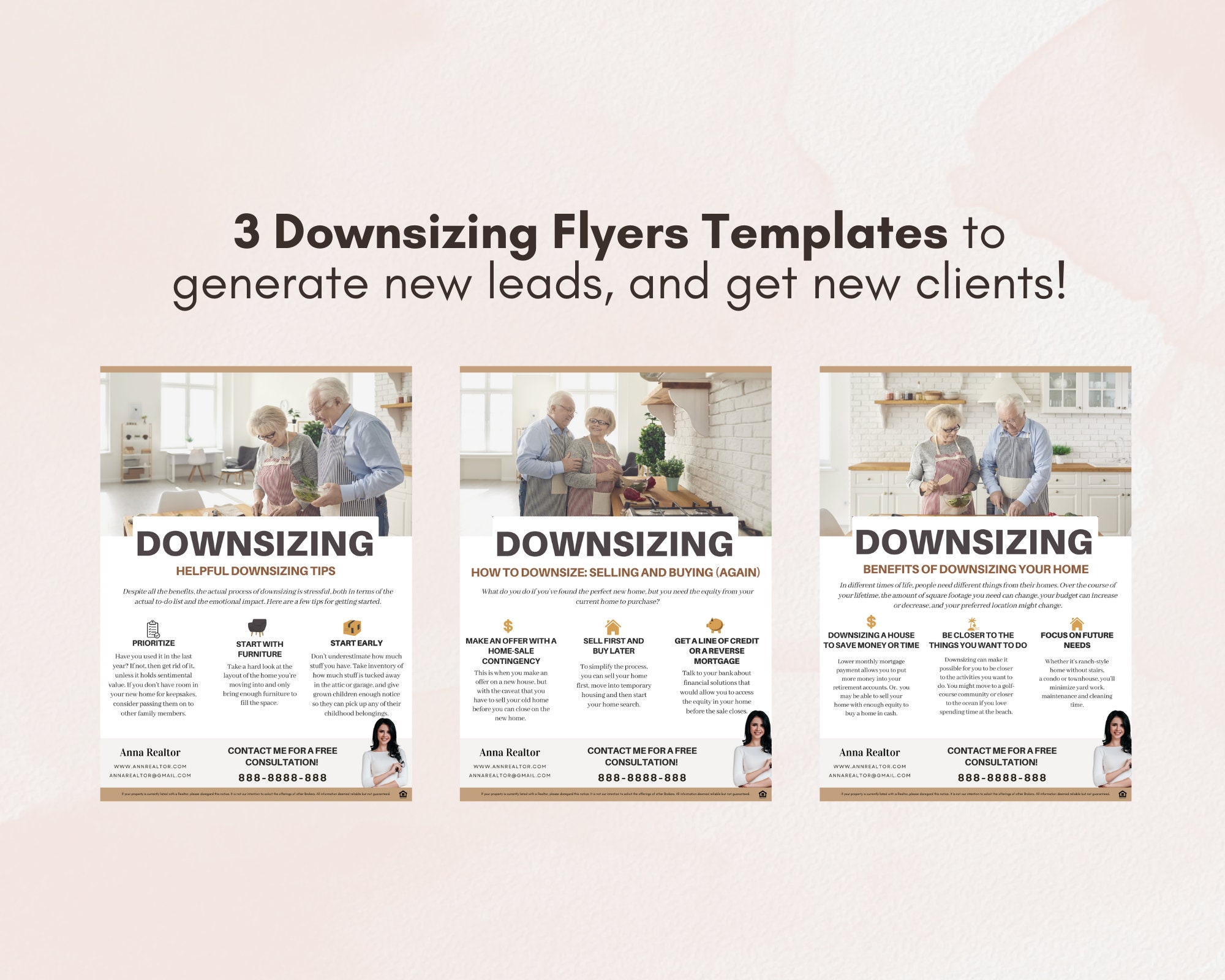 Downsizing Flyers 3 Templates Real Estate Downsize 55 Community - Etsy