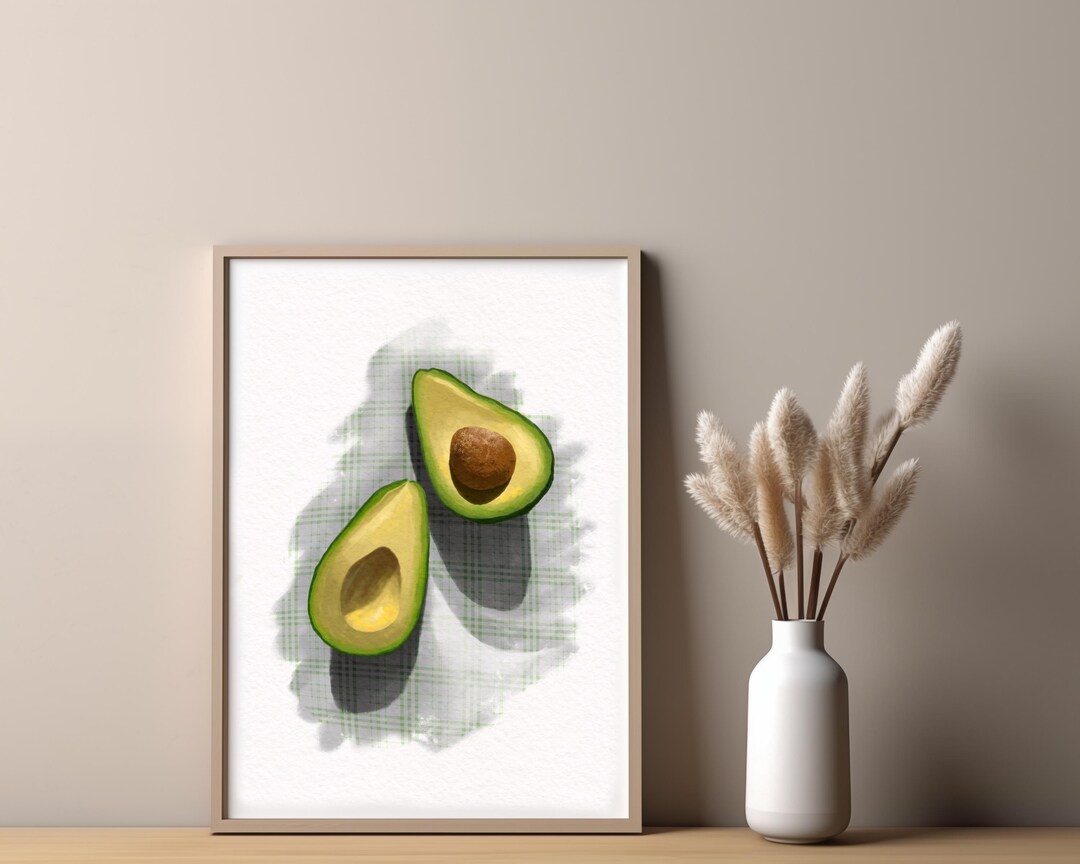 Avocados Art Print - Digital Illustration - Digital Painting Printed on ...