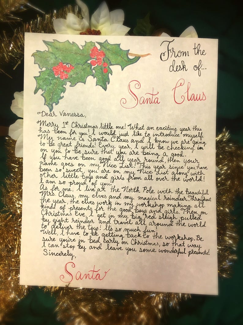 Baby's 1st Christmas Letter from Santa Personalized & | Etsy