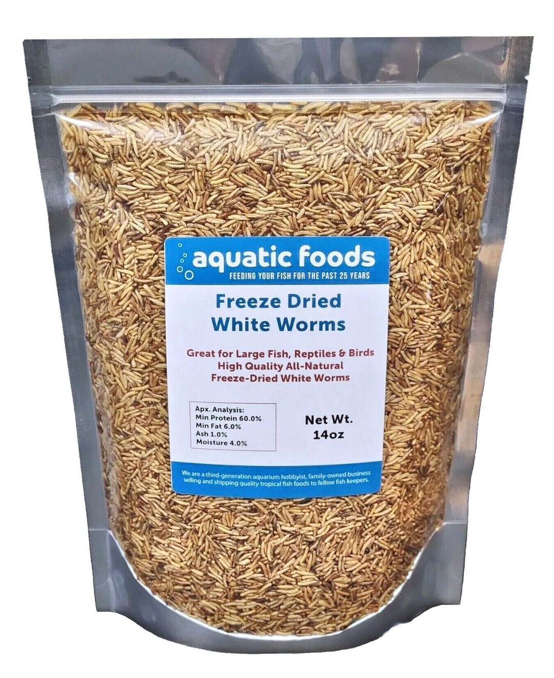 White Worms, Freeze Dried Floating White Worms for Tropical Fish ...