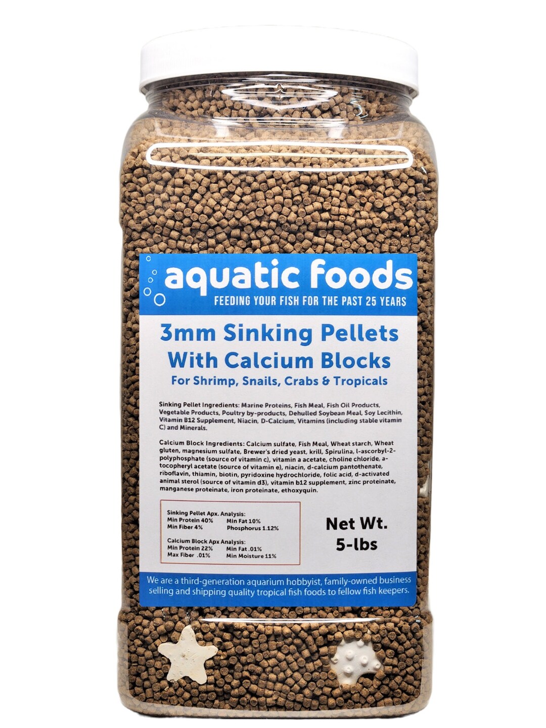 Calcium Blocks Included in These 40% Protein 3mm Sinking Pellets for ...