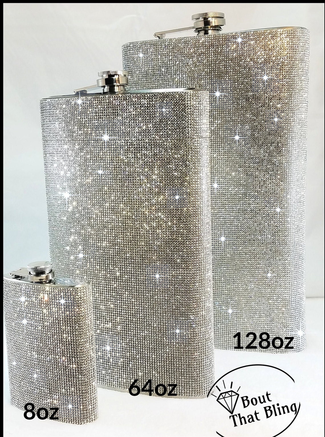 Huge 64oz Rhinestone Flask Half Gallon Bling Crystal Stones - Etsy